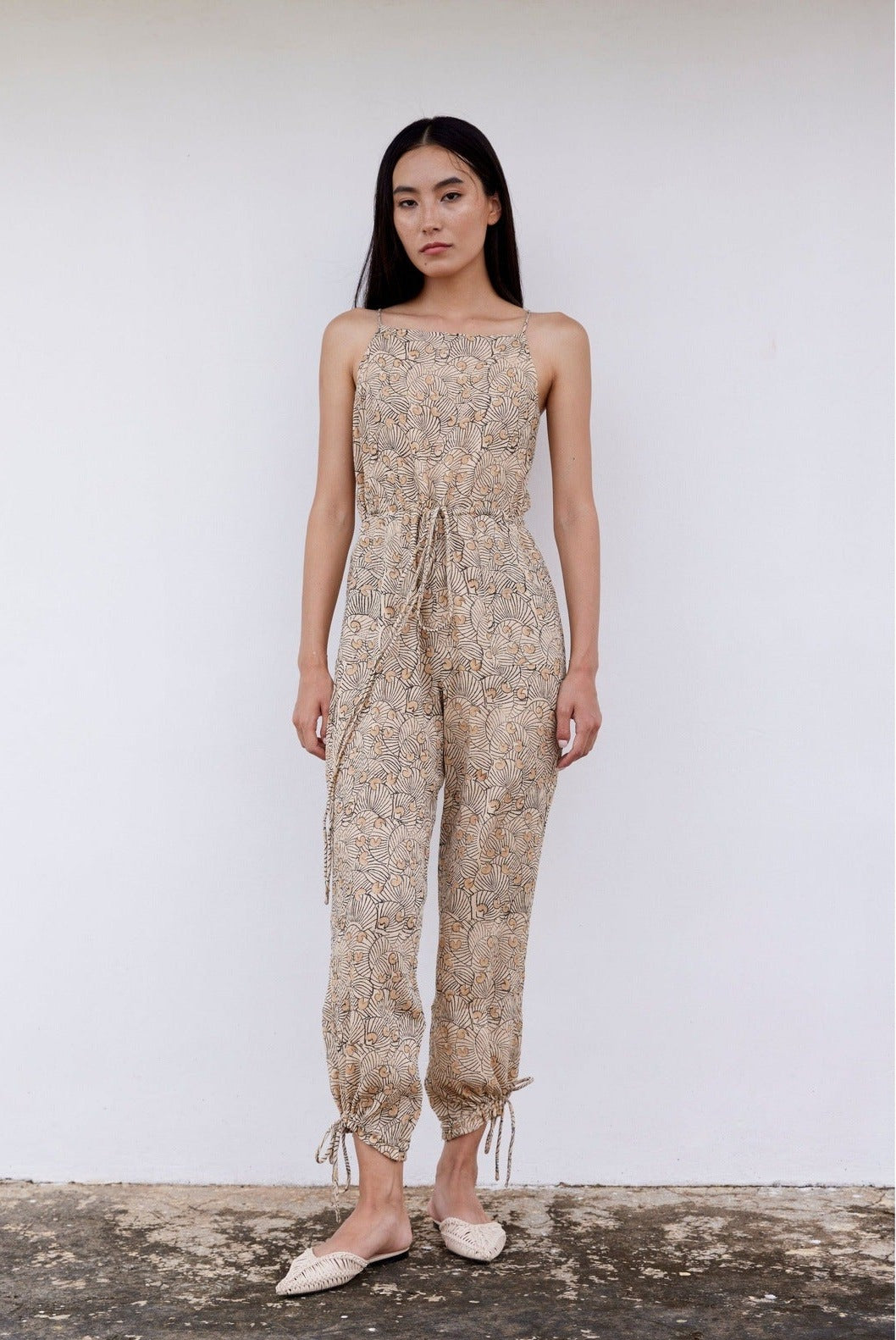 Hand-Printed Simané Jumpsuit (Desert Sand) – CQC LA