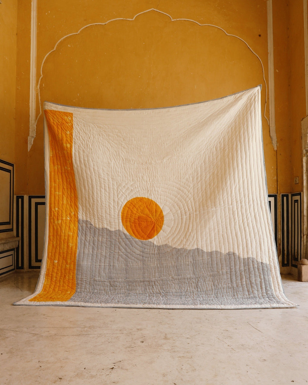 Handmade Block-Printed Quilt with 100% Cotton Filling: Sun & Lunar ...