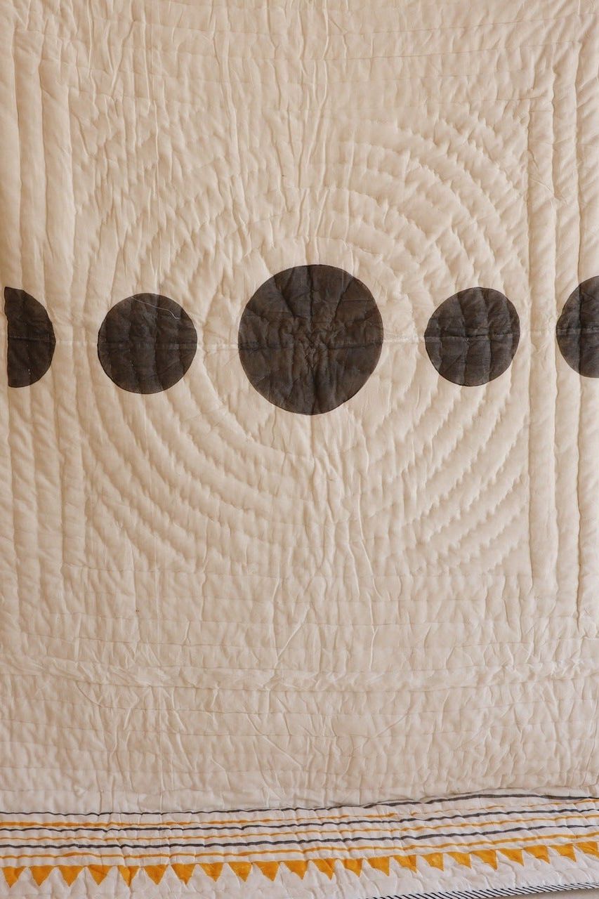 100% Cotton Handmade Block-Printed Quilt: Sun & Lunar Design ...