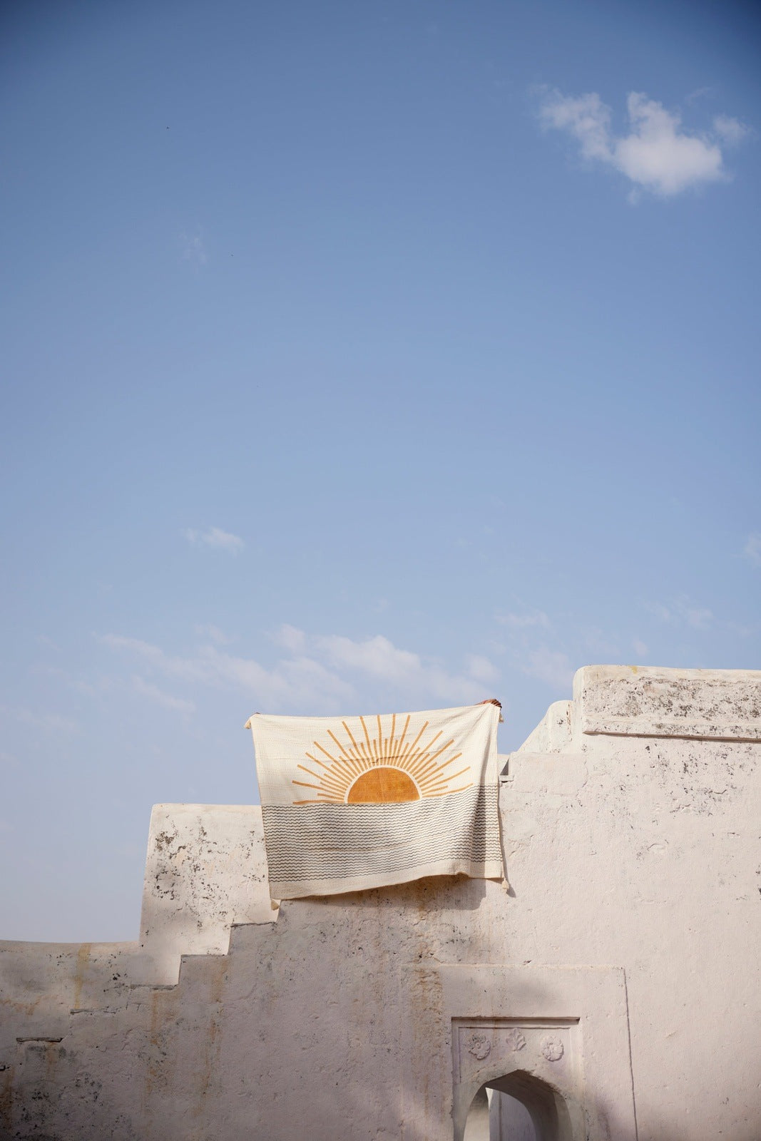 CQC LA Sunrise Linen Kantha Throw | Hand-Stitched, Soft, and Comfortable