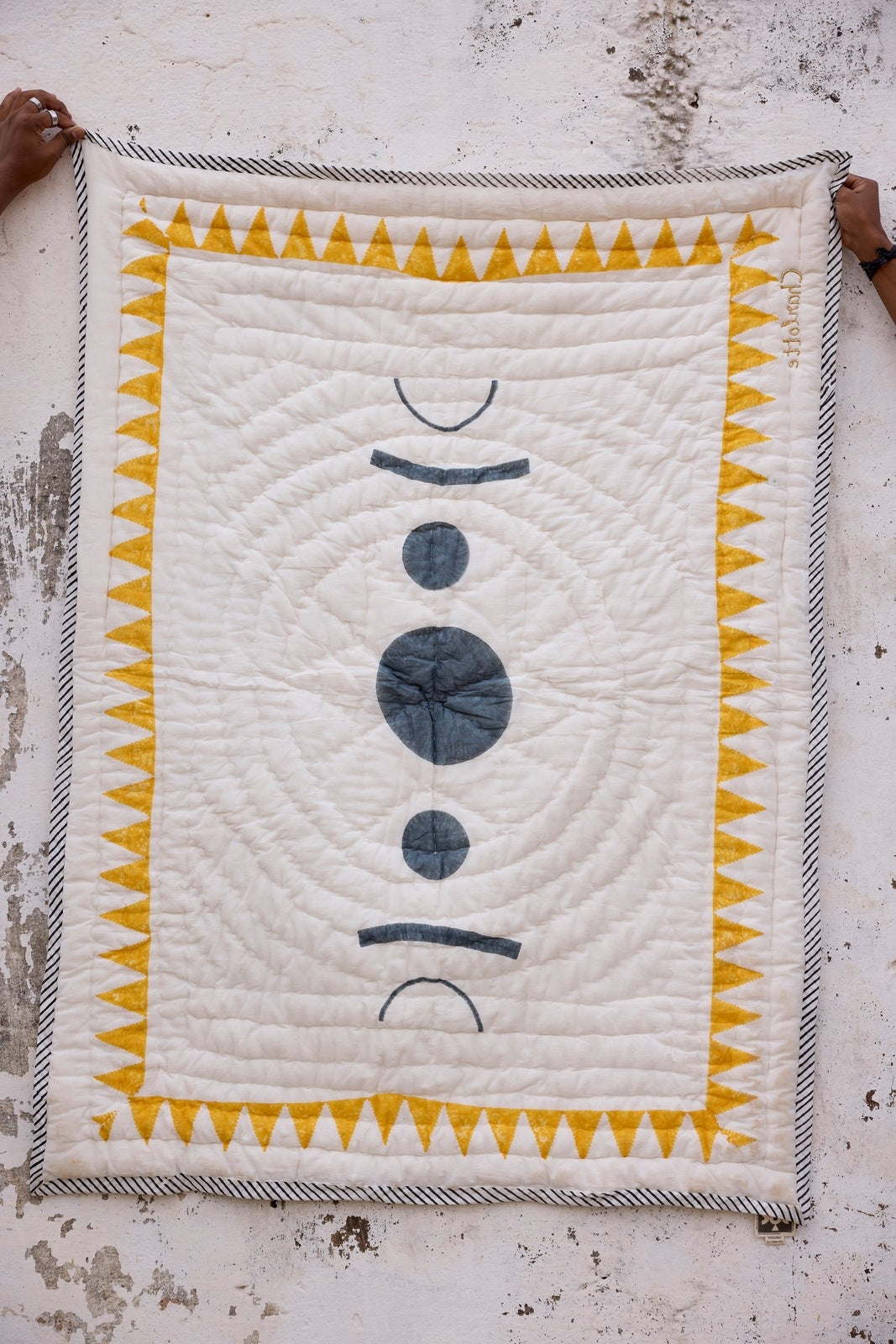 Personalized Baby Quilt with Sun and Moon Motifs - Hand-Stitched ...