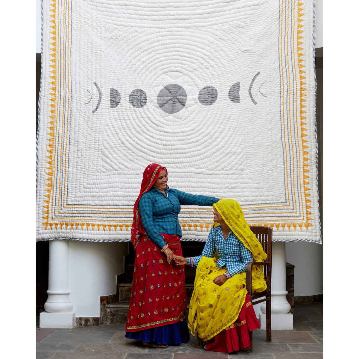 Handmade Block-Printed Quilt with 100% Cotton Filling: Sun & Lunar ...